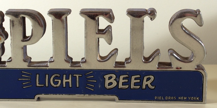 Piels Light Beer Die-Cut "Shelf Talker" Sign at Breweriana.com